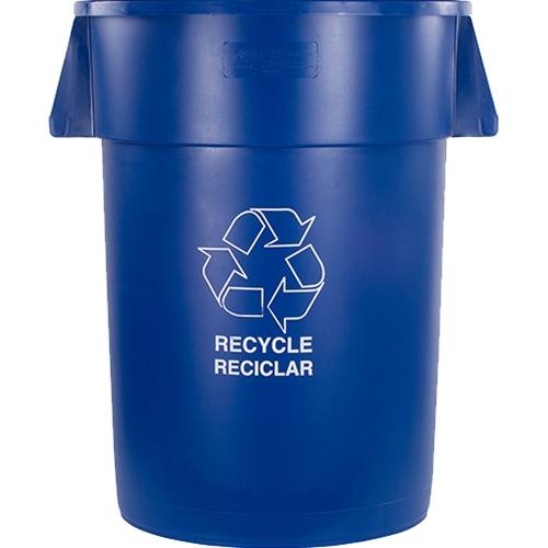 Bronco 44 Gallon Round Recycle Container - Blue, Waste Receptacles ...