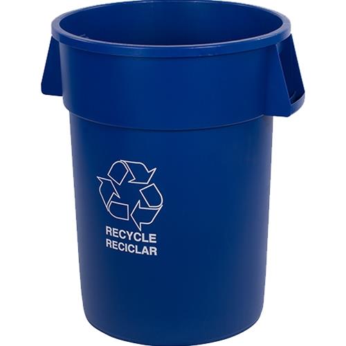 Bronco 44 Gallon Round Recycle Container - Blue, Waste Receptacles ...